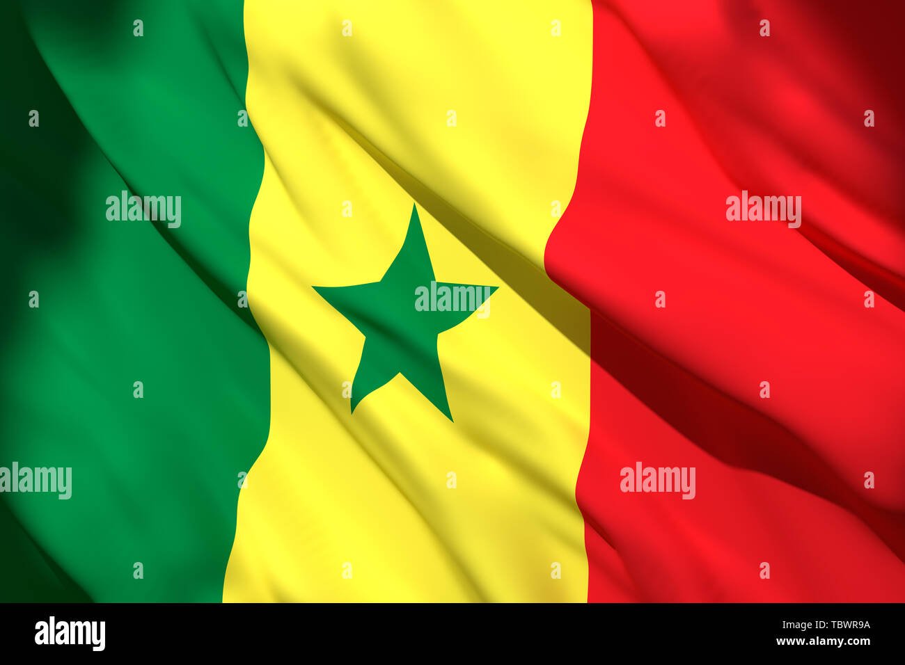 3d rendering of a Senegal national flag waving Stock Photo - Alamy