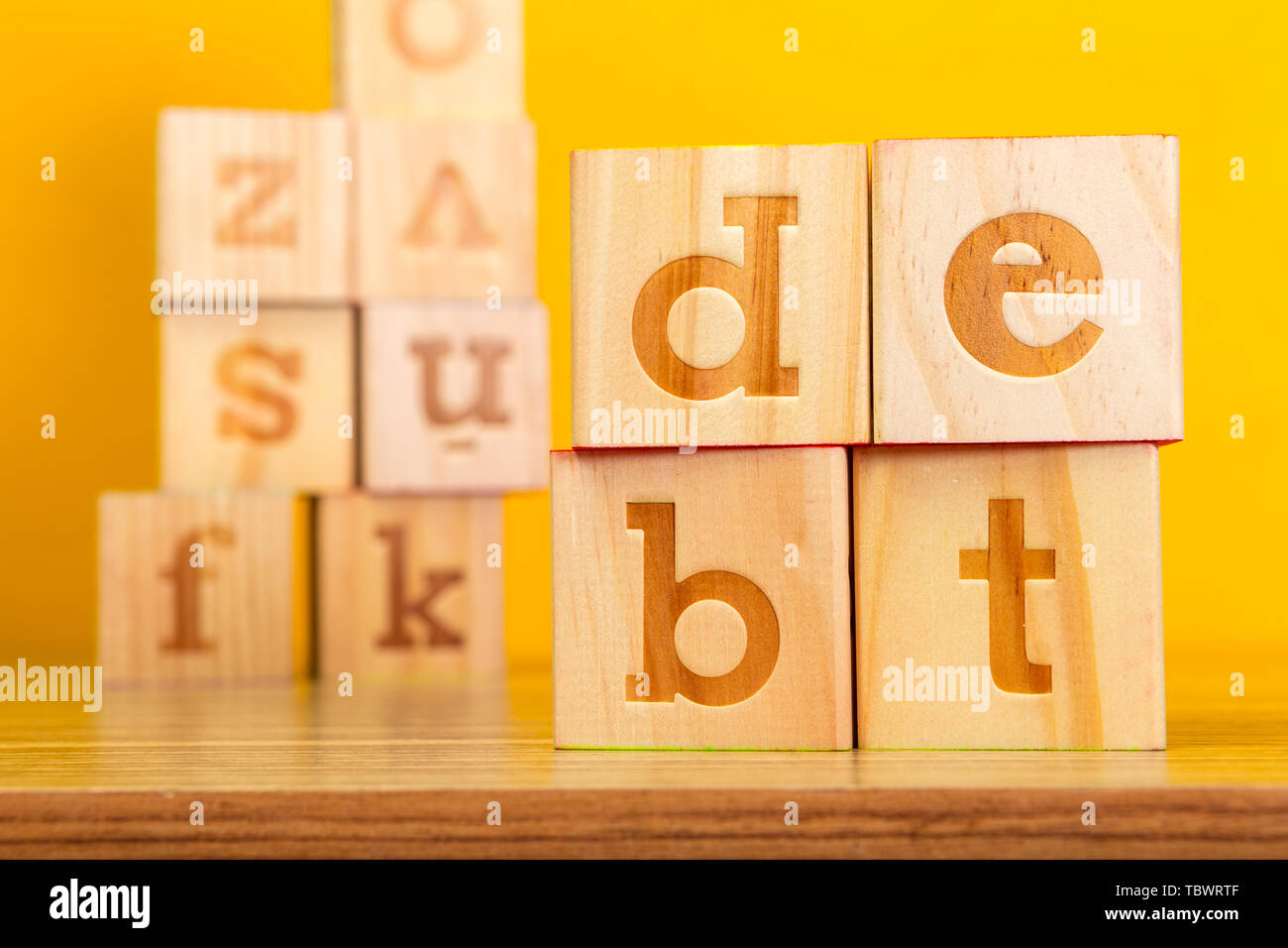 Wooden alphabet blocks with letters Stock Photo - Alamy
