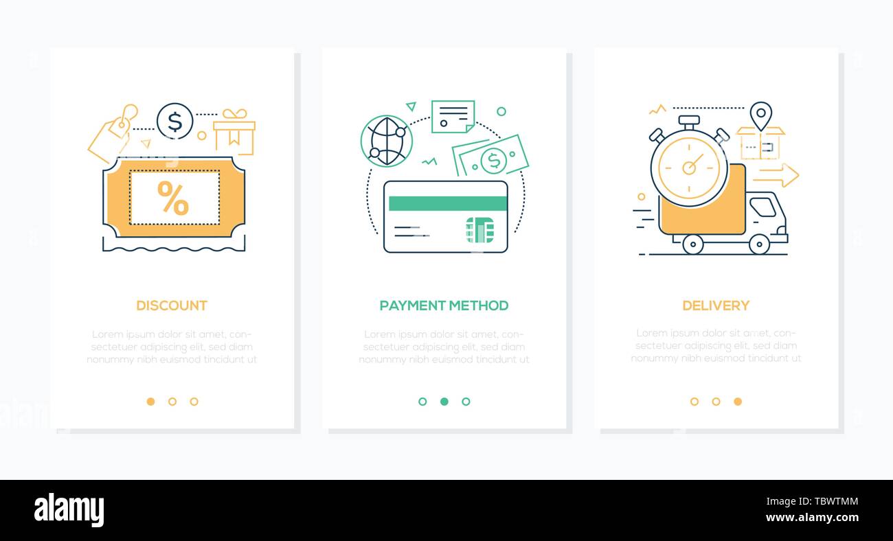 E-commerce - set of line design style vertical web banners Stock Vector ...