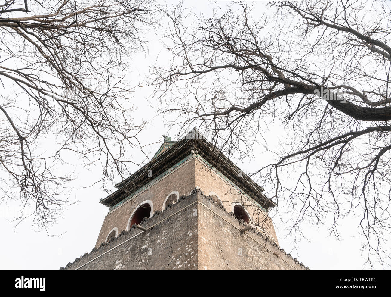 Beijing Clock Tower Winter Scenery Stock Photo - Alamy