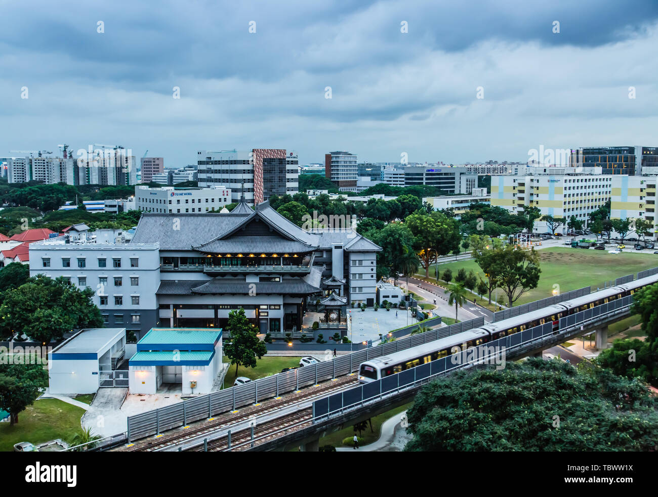 SINGAPORE-JUN 19 2017:Singapore Geylang area mrt and temple Stock Photo ...