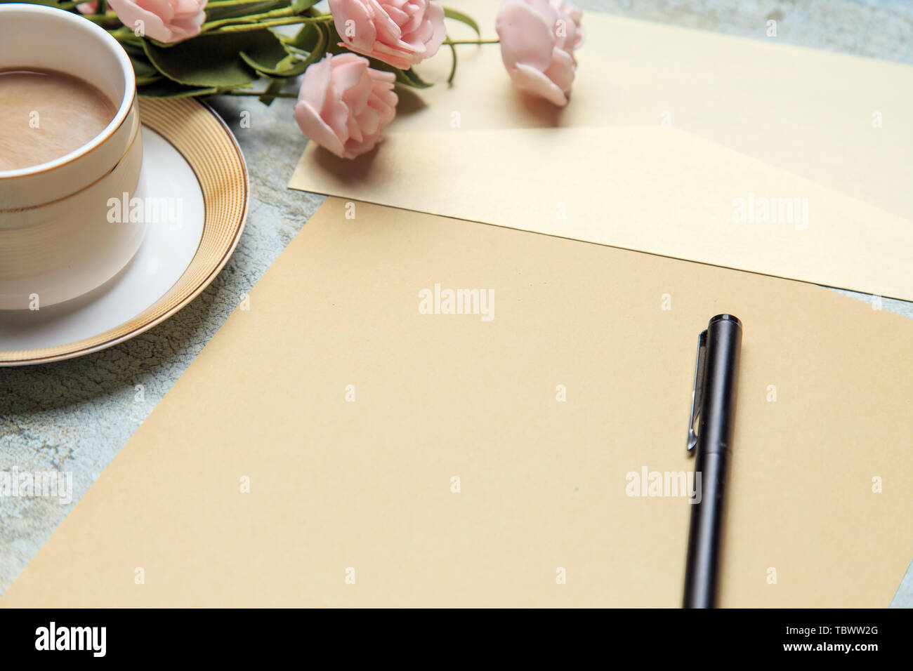Letter paper on the desk Stock Photo - Alamy