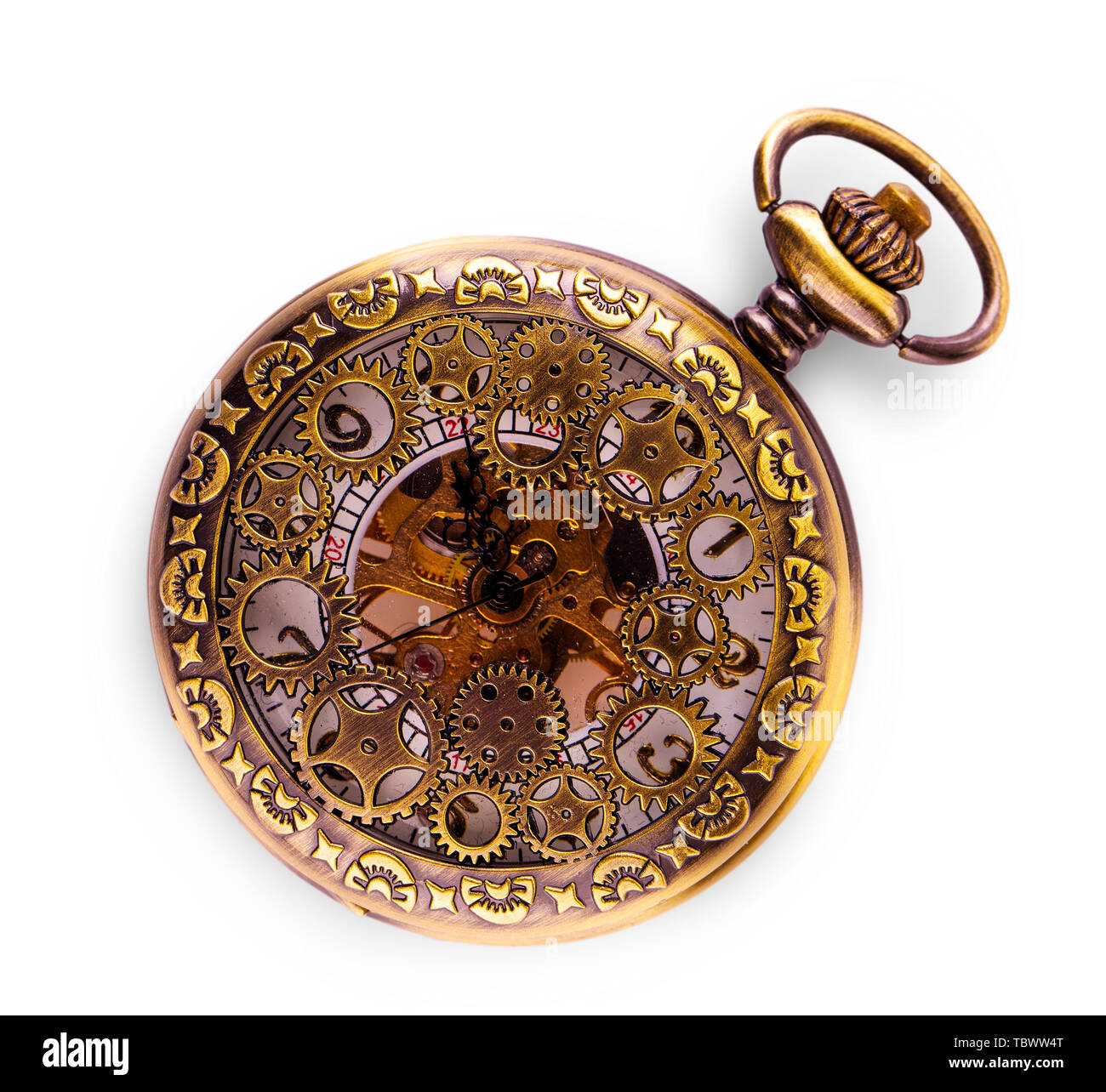 Old vintage clock on white background Stock Photo - Alamy