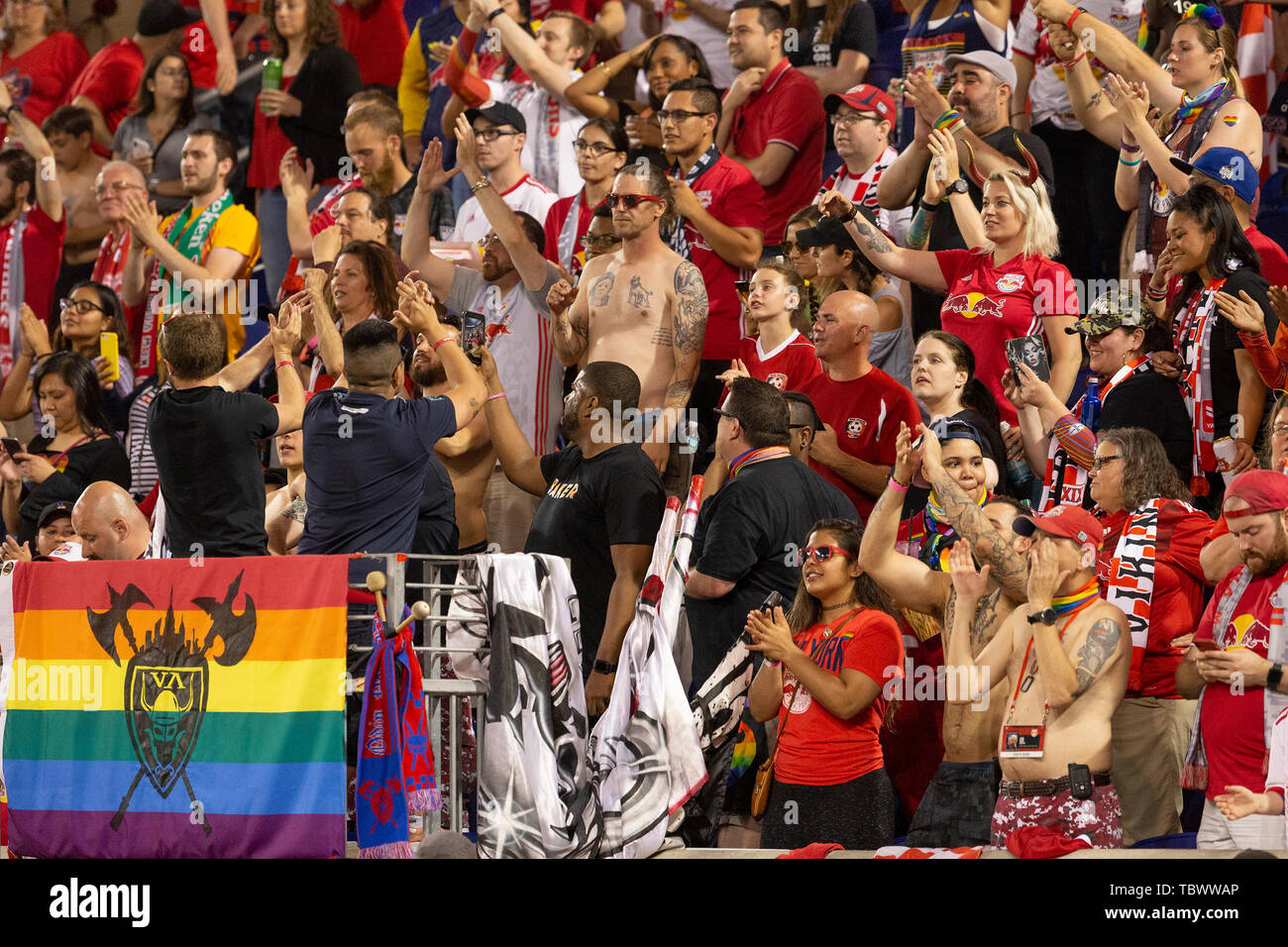 New York Red Bulls fans support their team during regular MLS game ...
