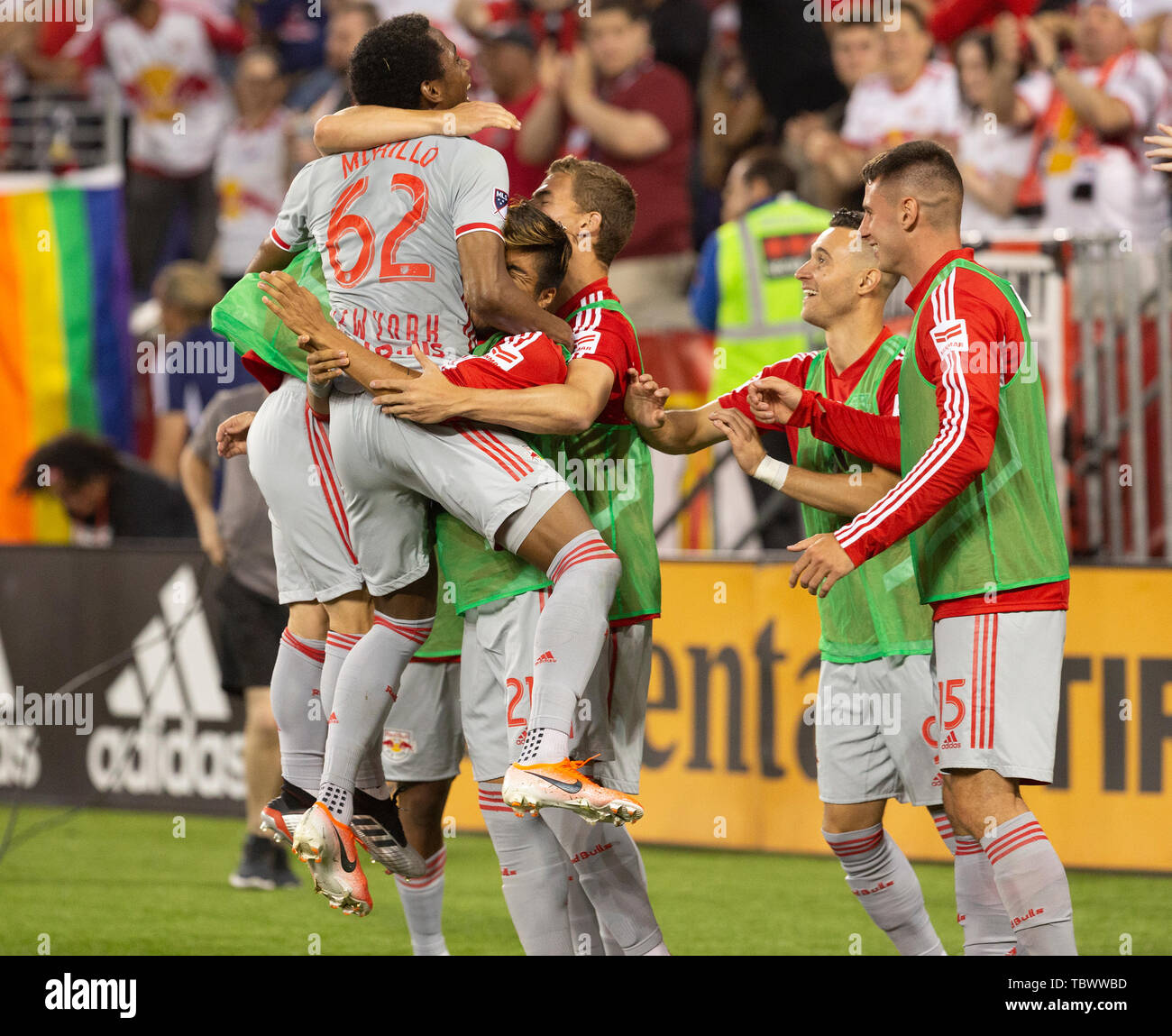 Michael Murillo (62) of New York Red Bulls & teammates celebrate ...