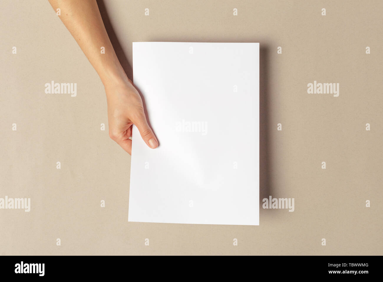 Hand holding papers a4 size Stock Photo - Alamy