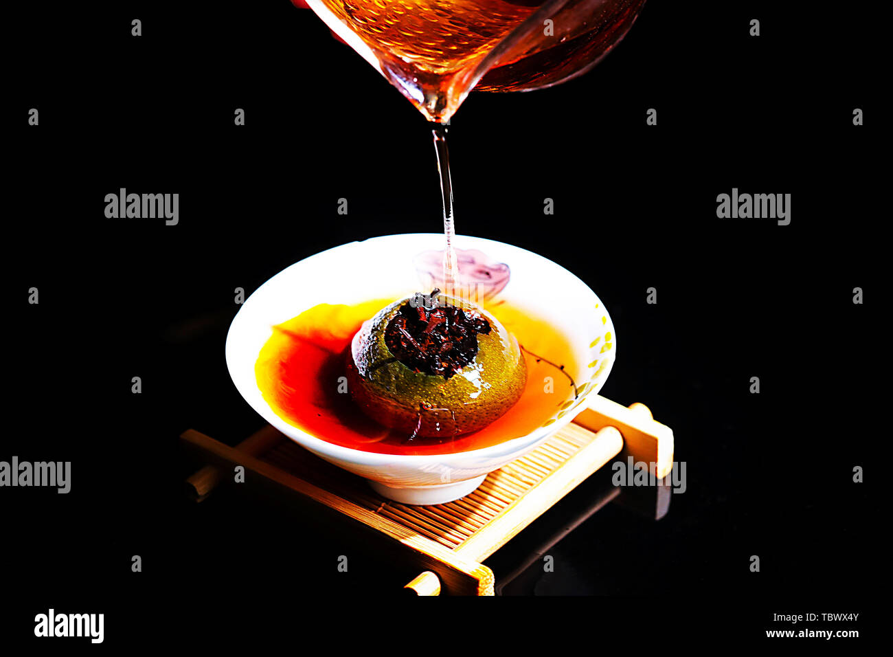 Pu'er Tuo tea green tangerine tea Stock Photo - Alamy