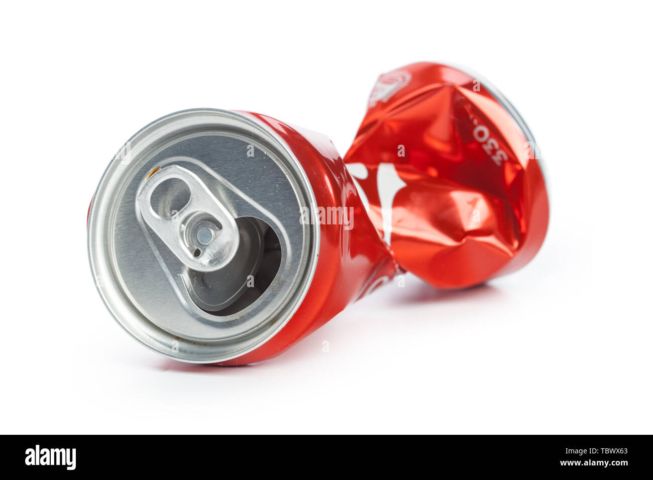 Compressed cans isolated on a white background Stock Photo - Alamy