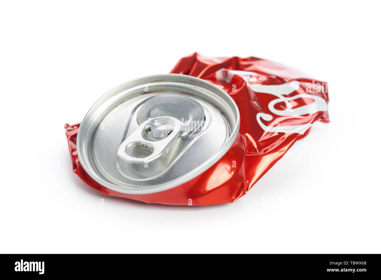 Compressed cans isolated on a white background Stock Photo - Alamy
