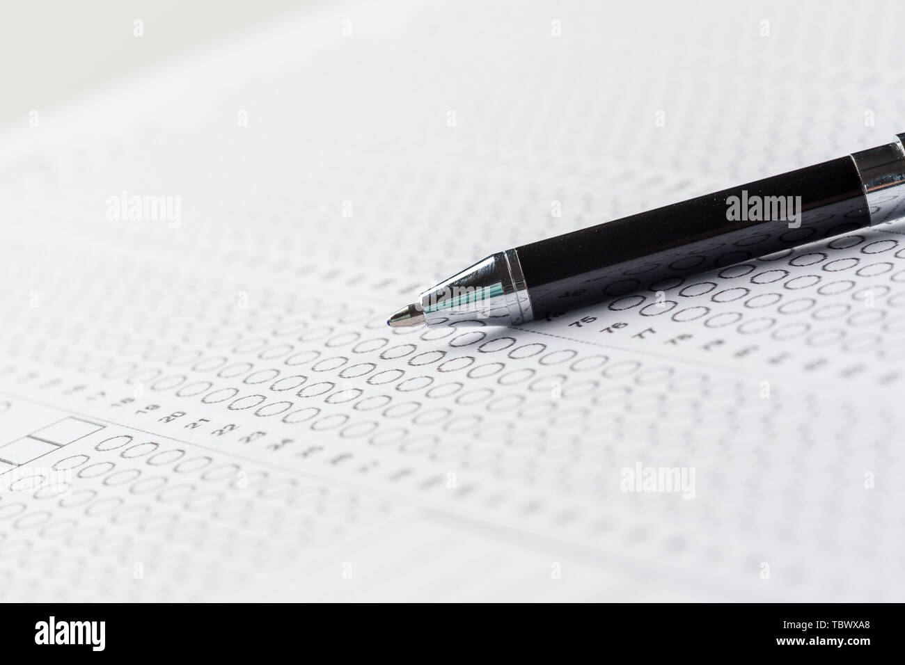 Test score sheet with answers Stock Photo - Alamy