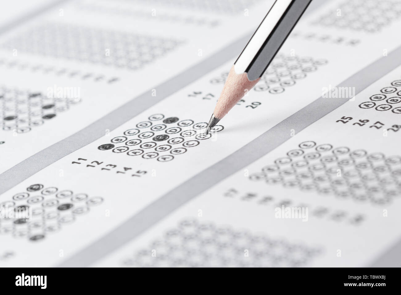 Test score sheet with answers Stock Photo - Alamy