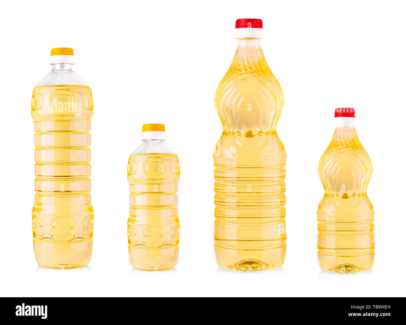 Bottles of sunflower oil isolated on white background Stock Photo - Alamy
