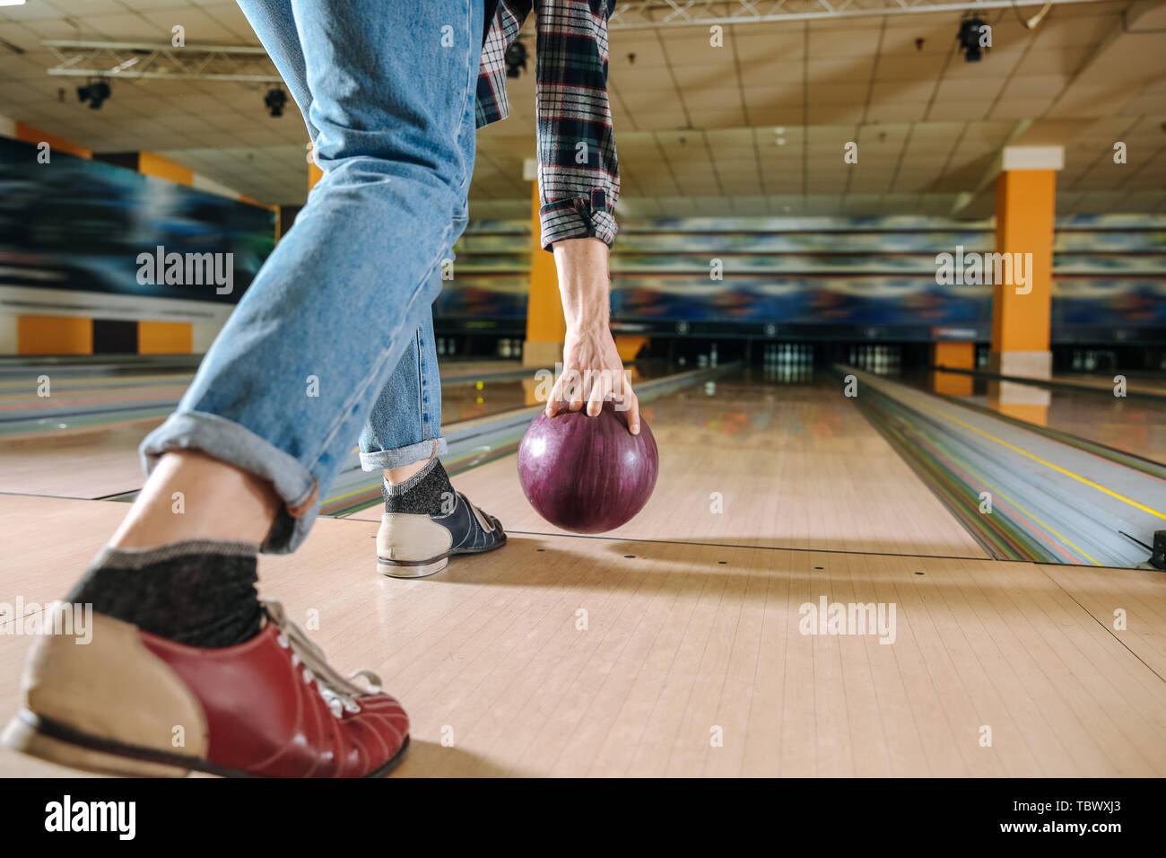 Male legs bowling ball hi-res stock photography and images - Alamy