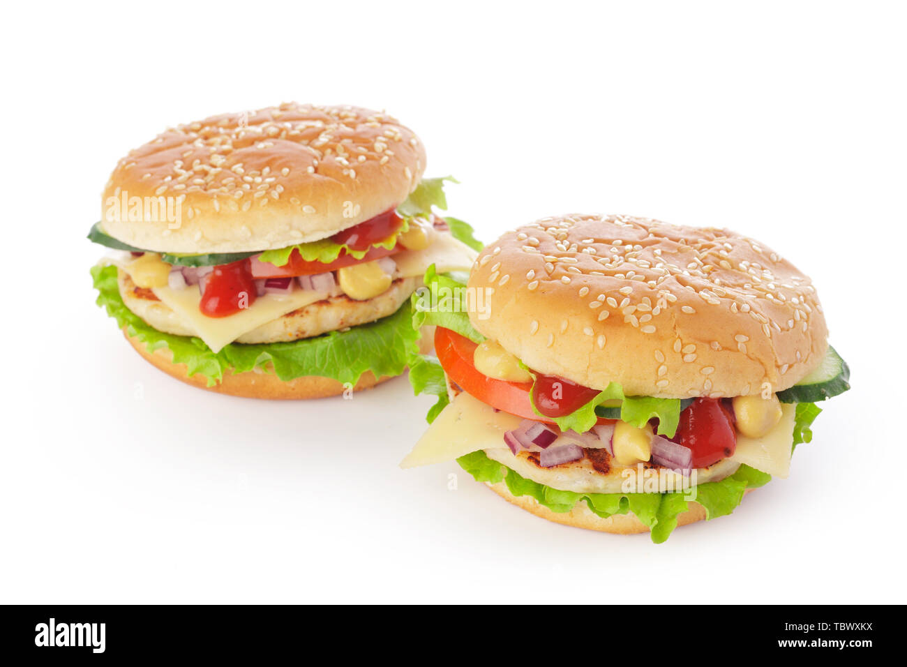 burger on white background Stock Photo - Alamy