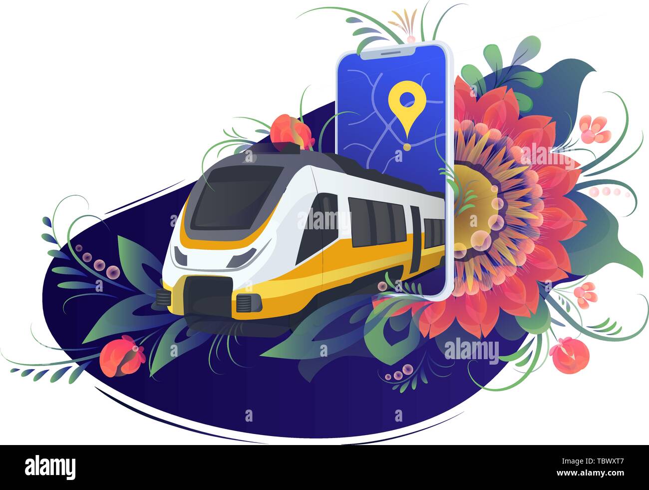 Vector Train logistics and transportation. Global courier delivery ...