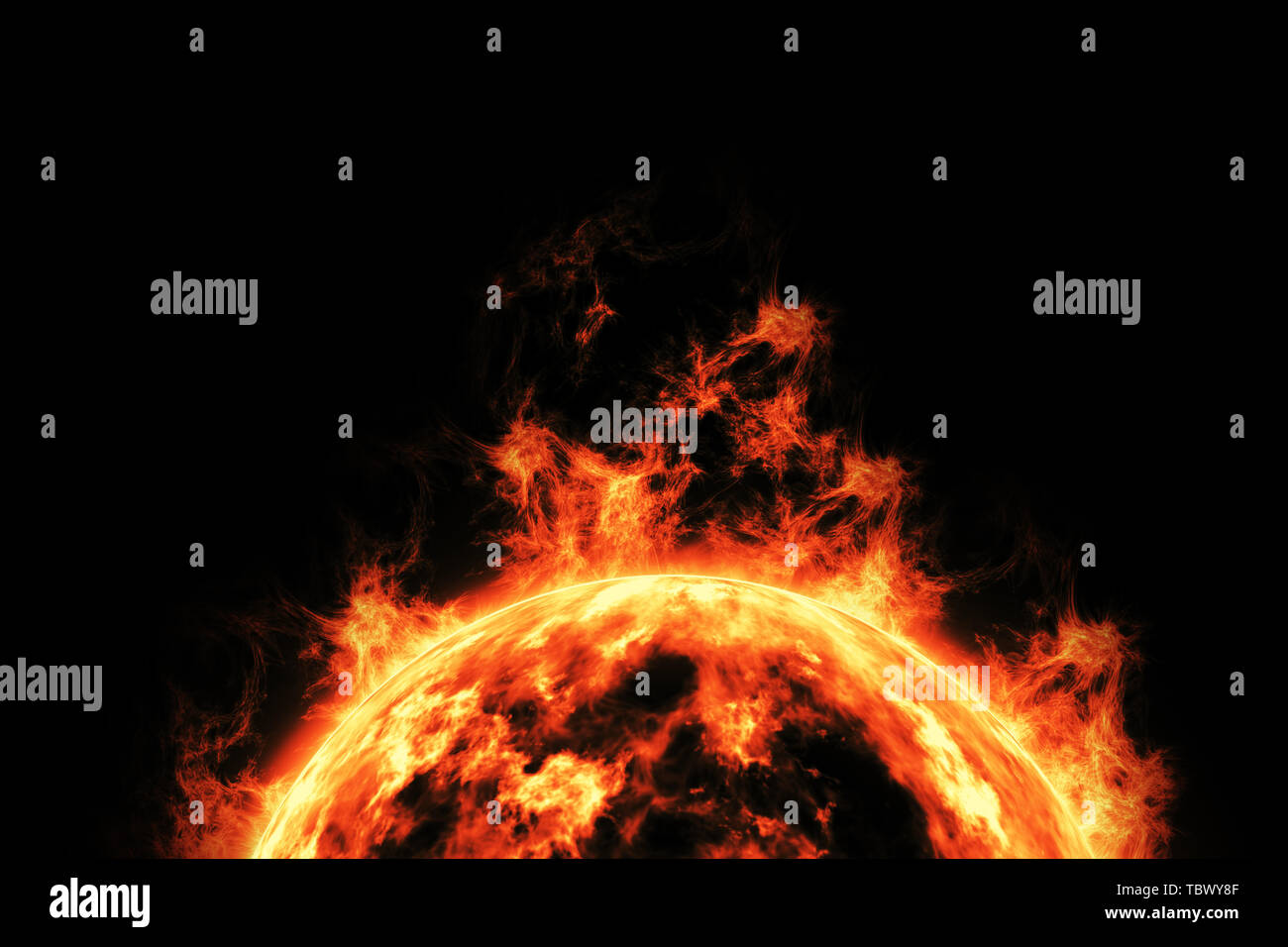 Three-dimensional rendering, fireball with black background Stock Photo ...