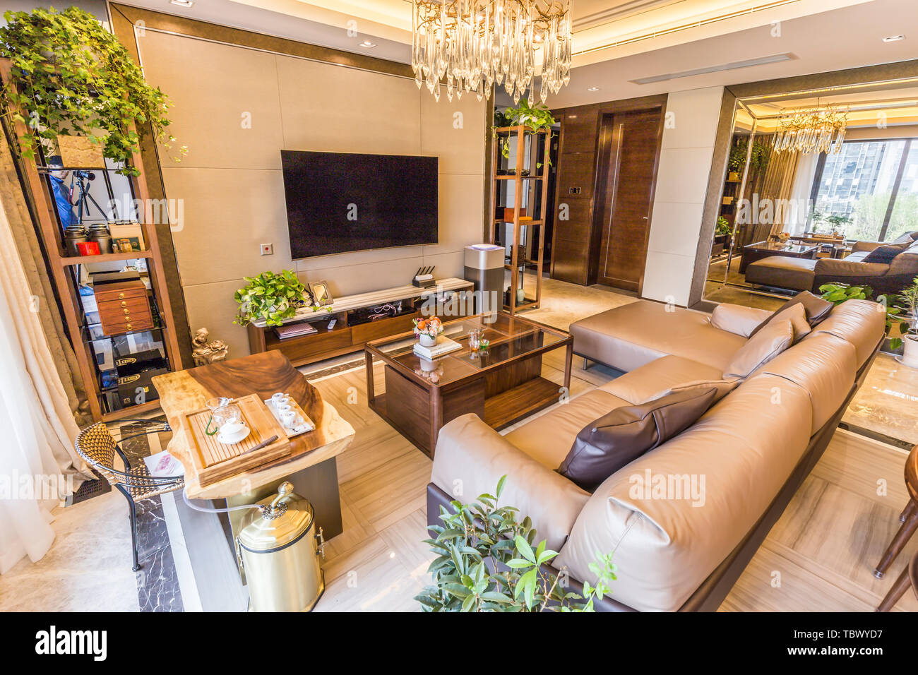 Design of interior design space of model room in modern living room ...