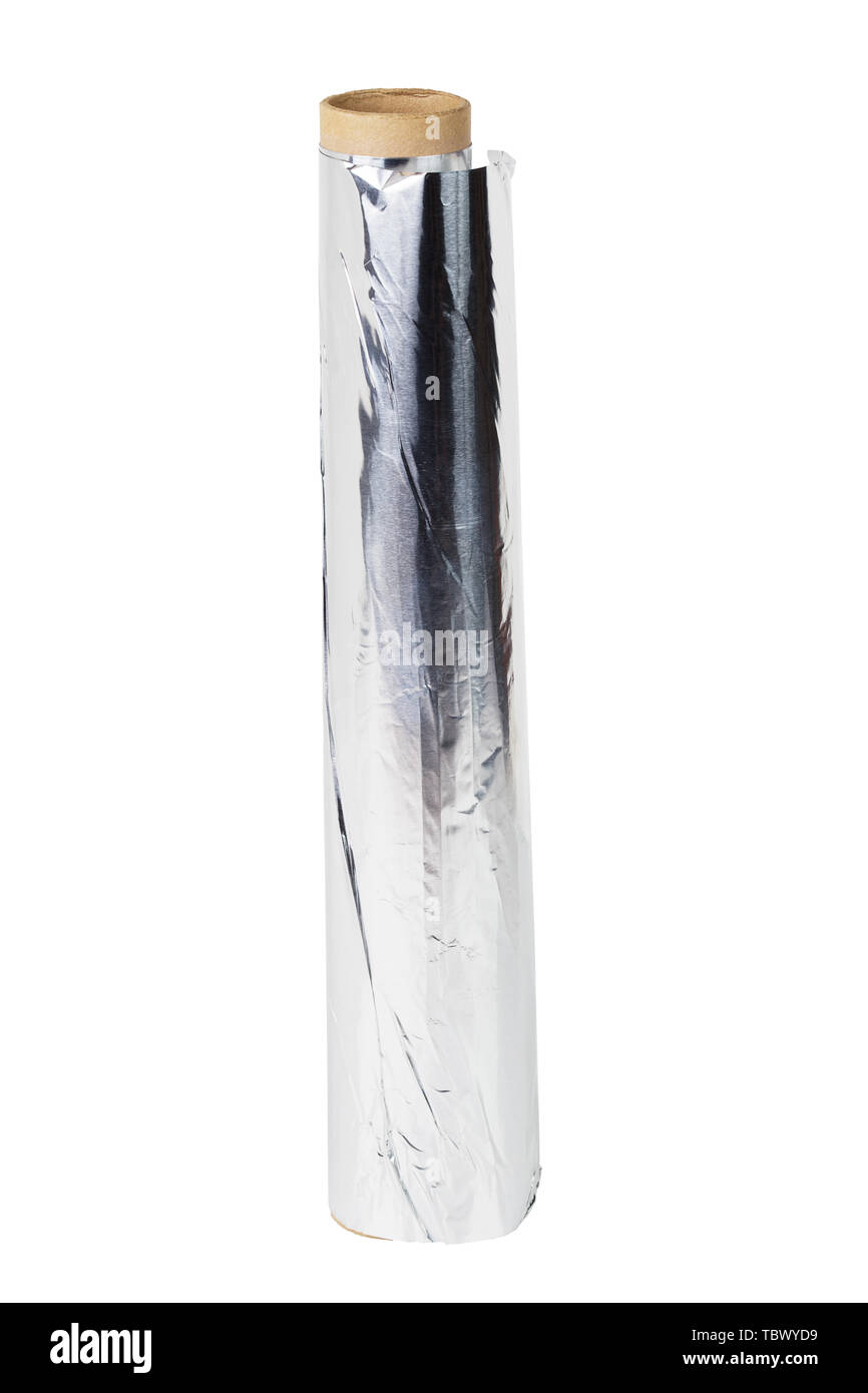 a roll of opened cooking foil isolated on white background Stock Photo ...
