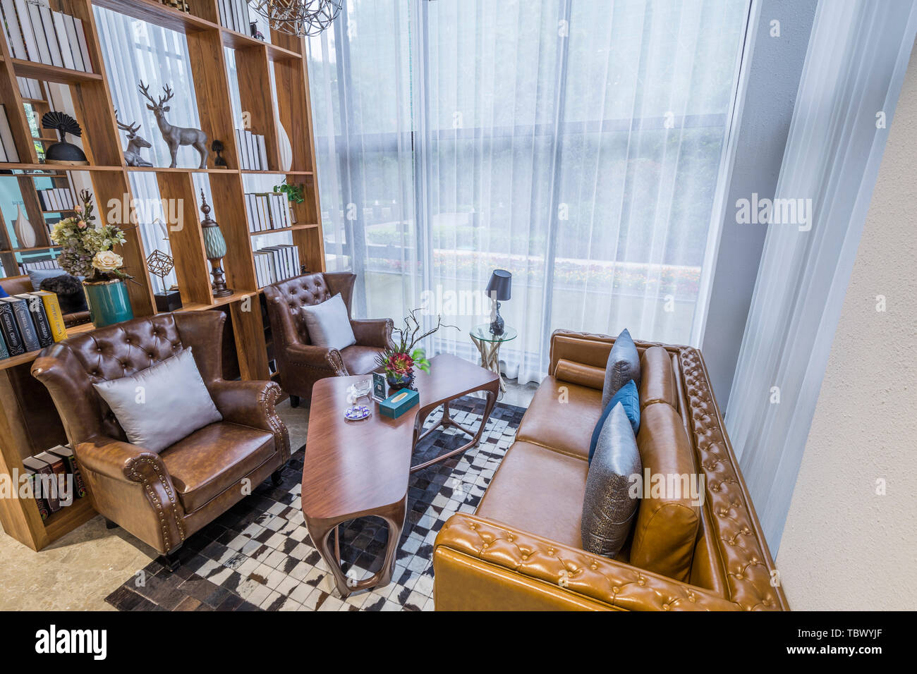 Design of interior design space of model room in modern living room ...