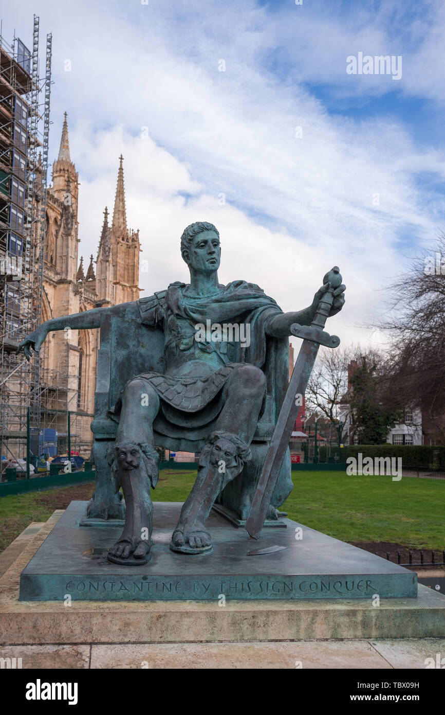 Statue of Constantine the Great outside York Cathedral, England Stock ...