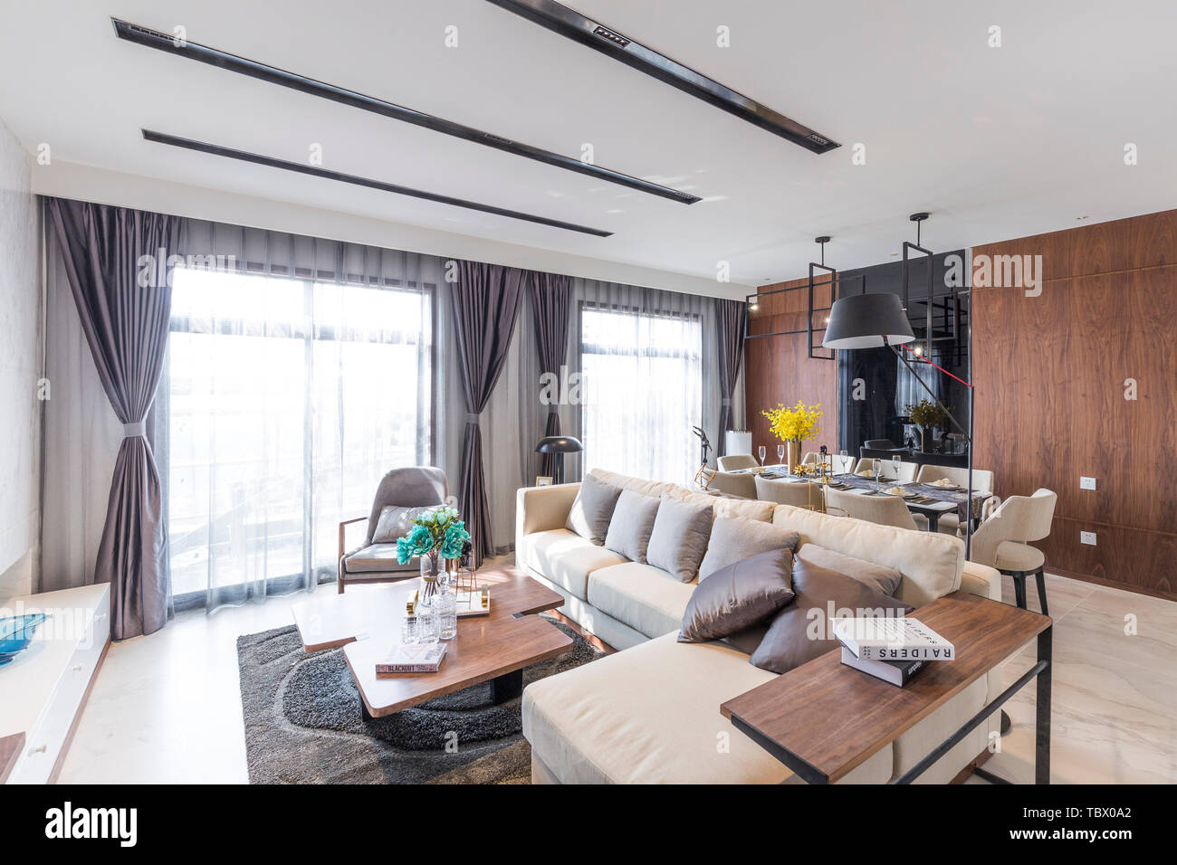 Tv coffee table model room design design design decoration hi-res stock ...