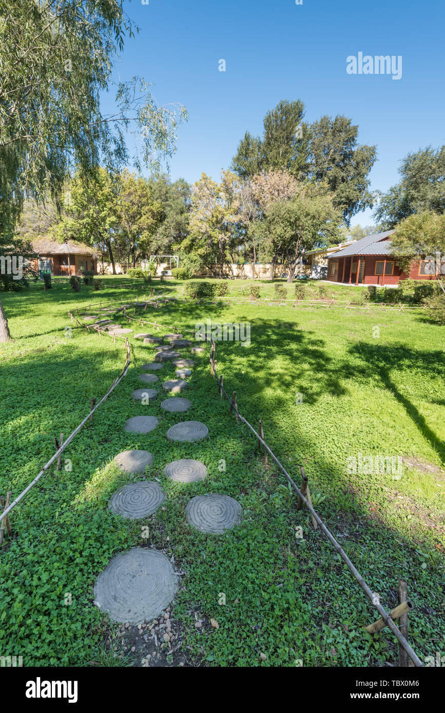 Chinese architecture forest meadow in autumn sunny sun island scenic ...