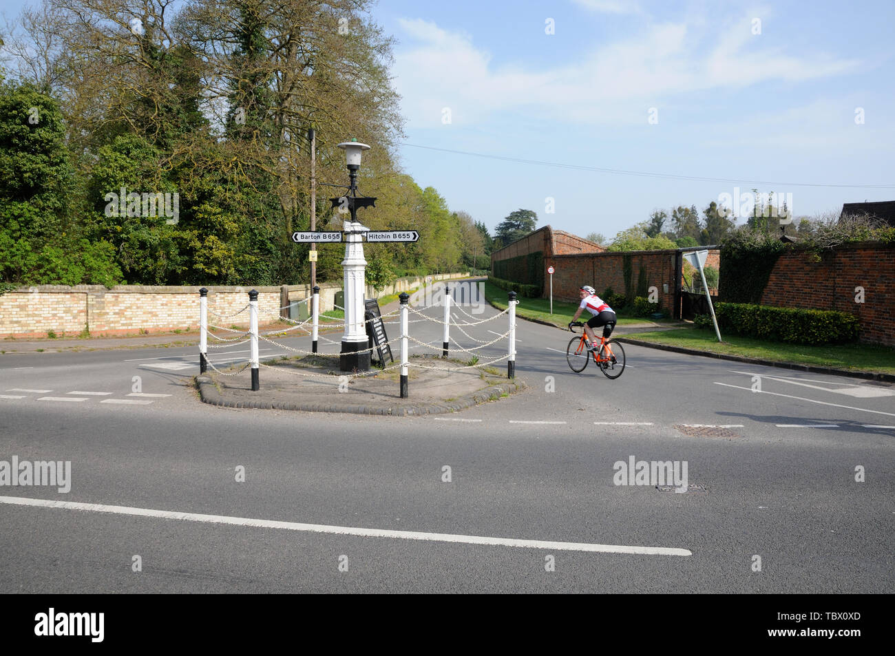 Pump, Signpost, and Lamp, at the crossroads, Hexton, Hertfordshire. The ...