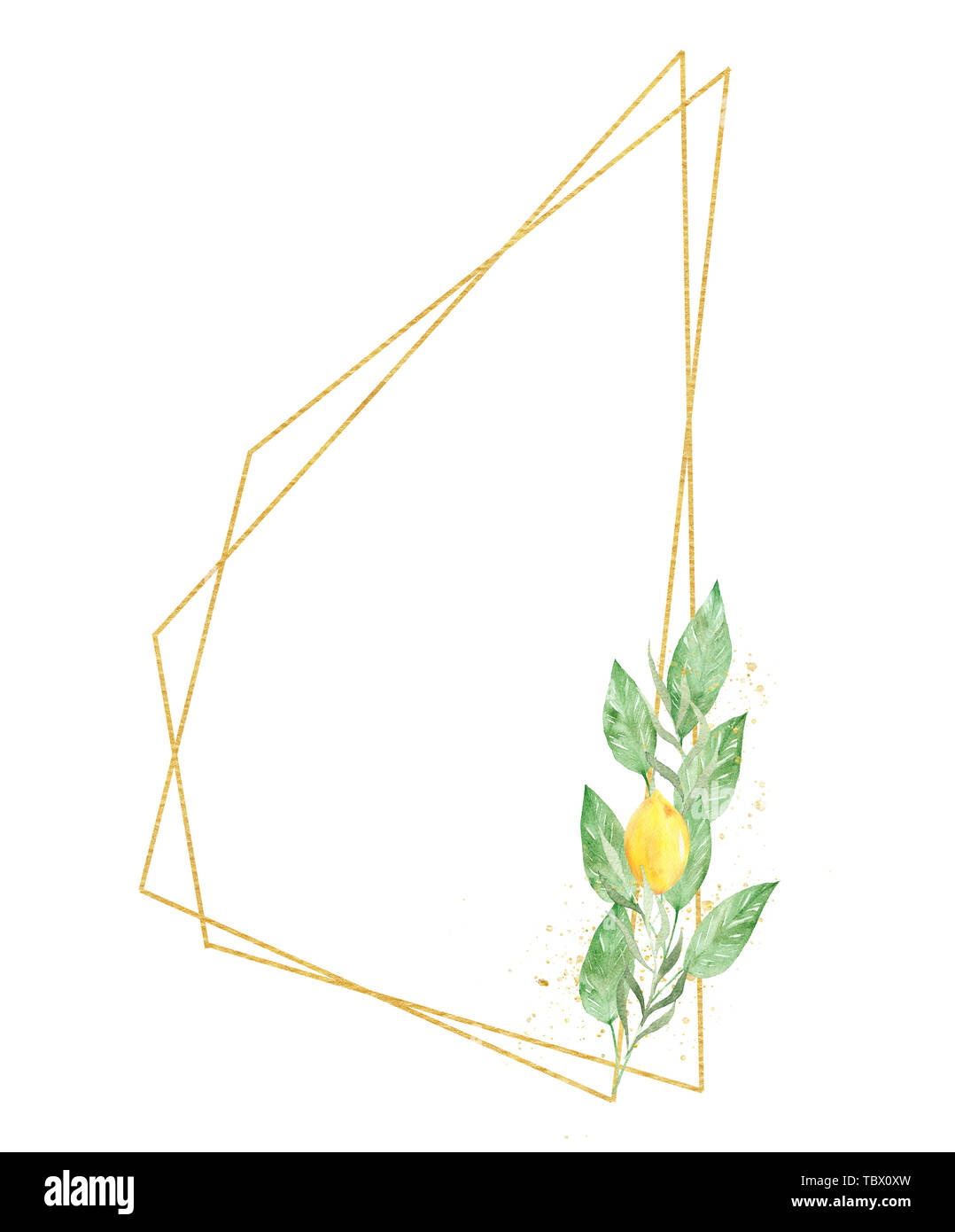 Botanical low poly border raster illustration. Geometrical thin line ...