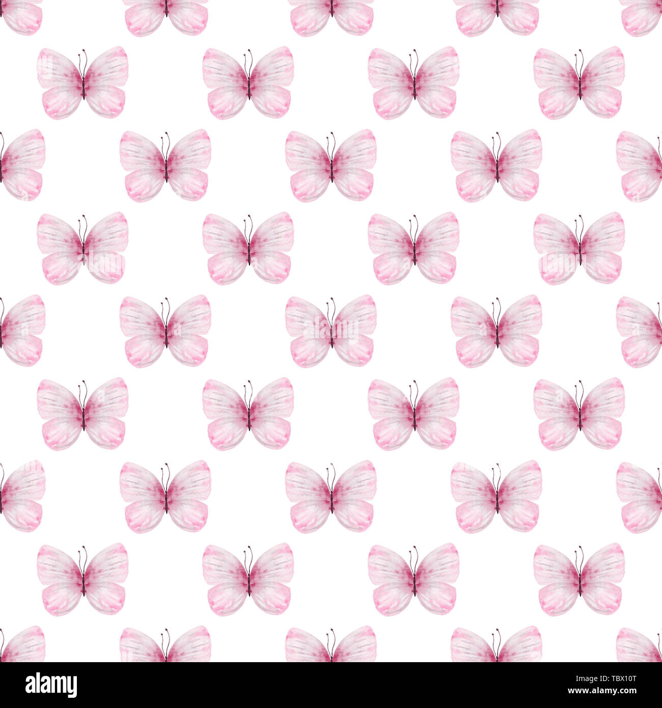 Cute butterflies seamless watercolor pattern. Elegant pale pink insects ...
