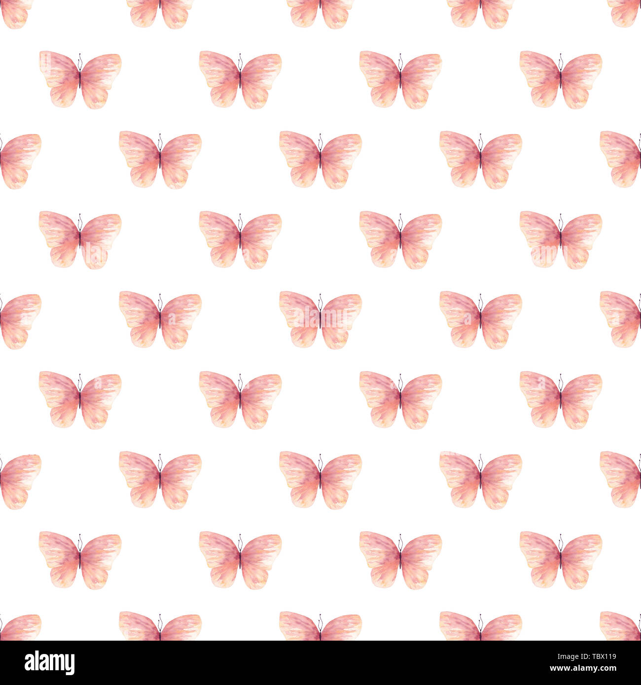 Peach butterflies seamless watercolor pattern. Soft color winged ...
