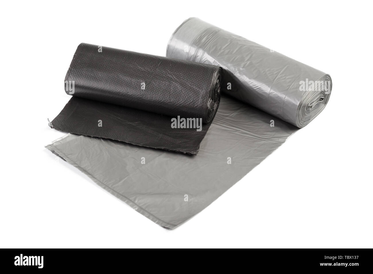 roll of plastic garbage bags isolated on white background Stock Photo ...