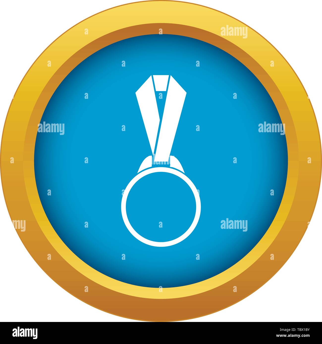 Round medal with ribbon icon blue vector isolated Stock Vector Image ...