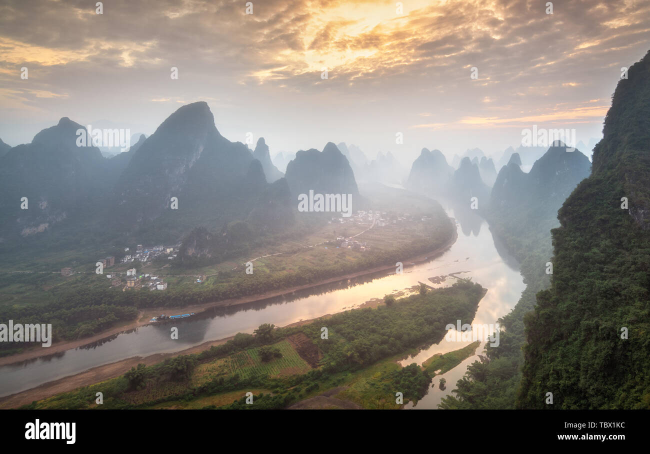 Guilin landscape scenery Stock Photo - Alamy