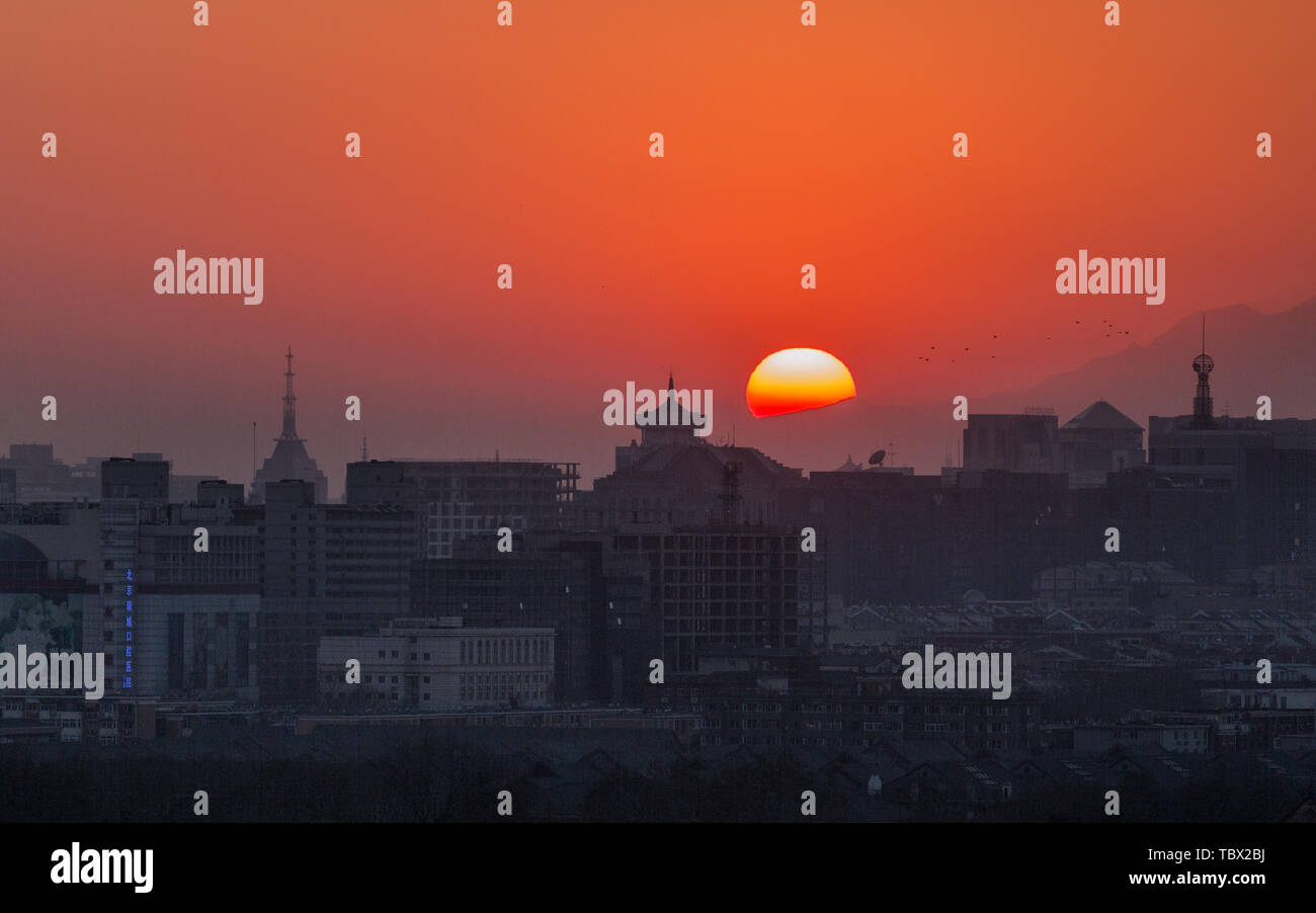 The urban scenery of Beijing when the setting sun sets Stock Photo - Alamy