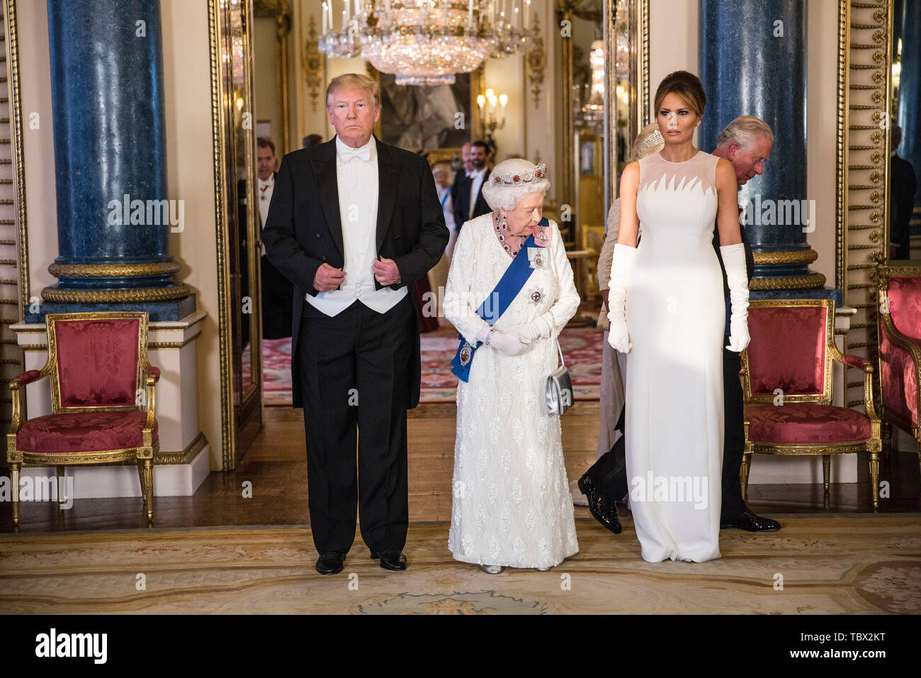 (left to right) US President Donald Trump, Queen Elizabeth II and ...