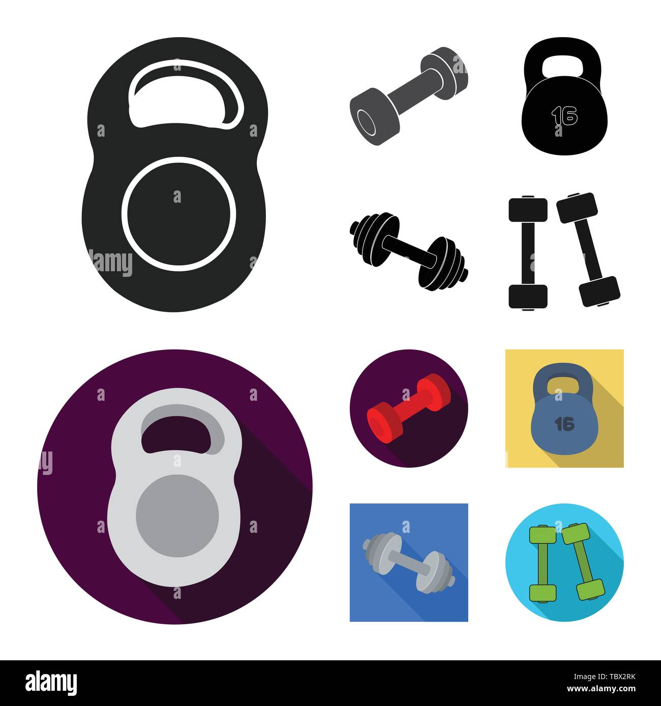 Isolated object of weight and lifting icon. Set of weight and exercise ...