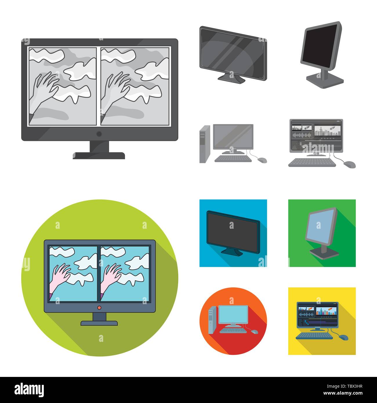 Vector design of screen and computer icon. Set of screen and mockup ...