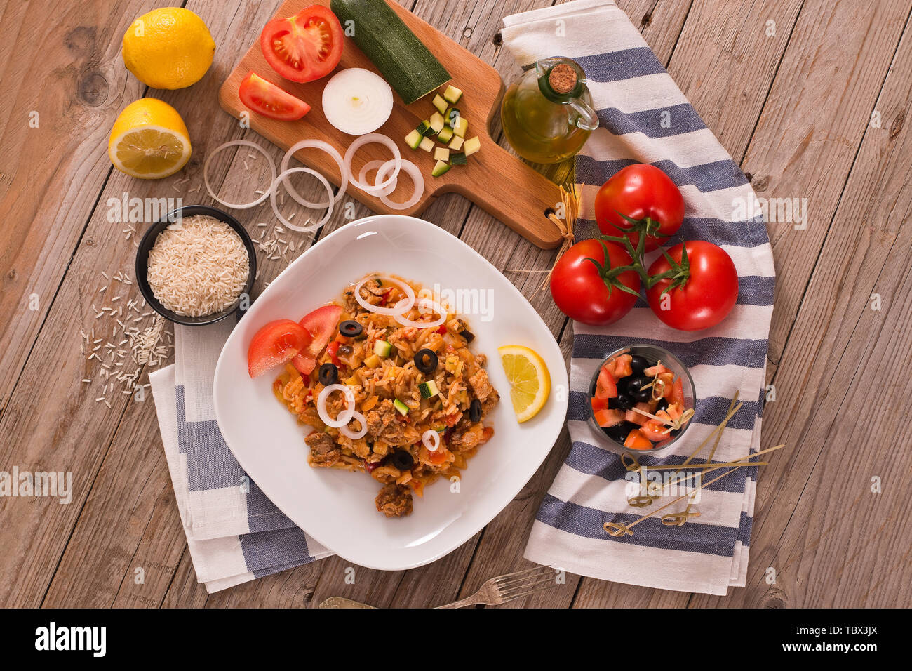 Gyros rice dish Stock Photo - Alamy
