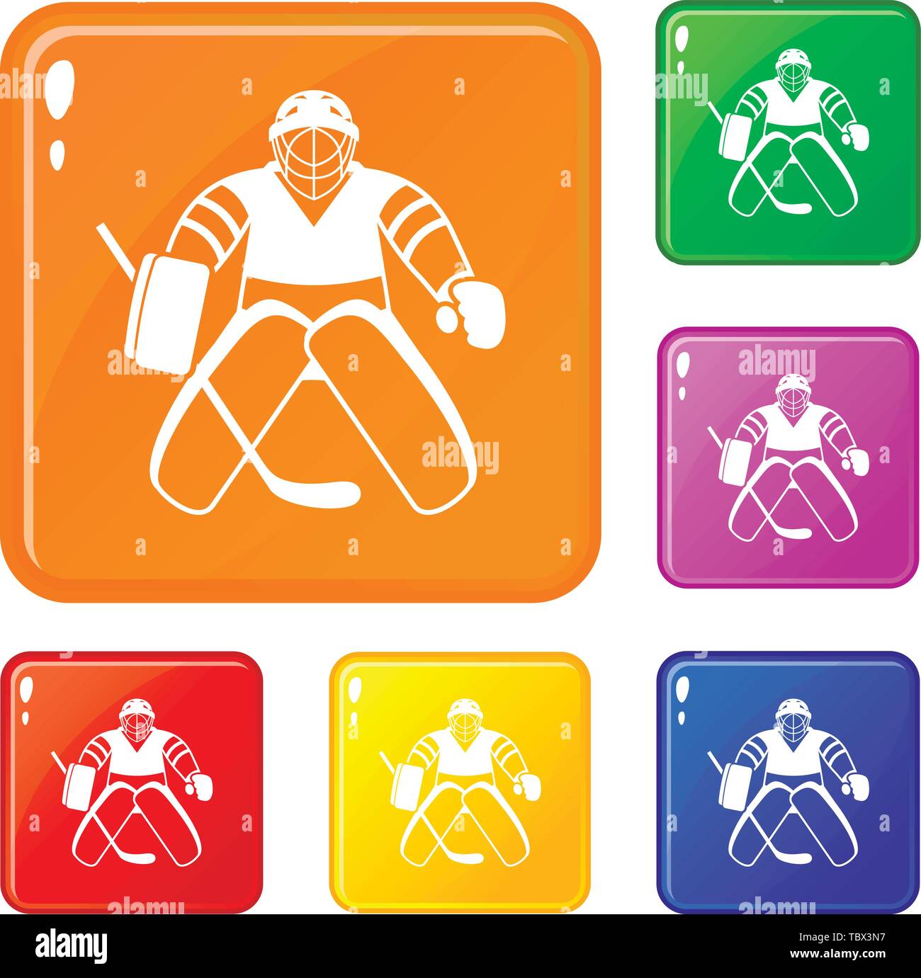 Hockey goalkeeper icons set vector color Stock Vector Image & Art - Alamy