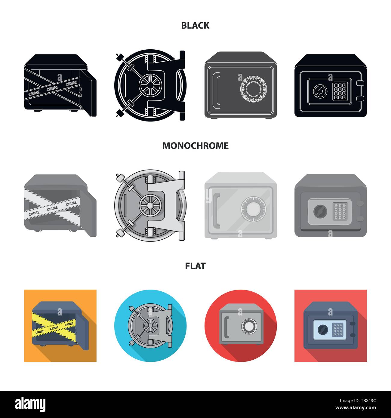 Vector illustration of safe and open logo. Collection of safe and ...