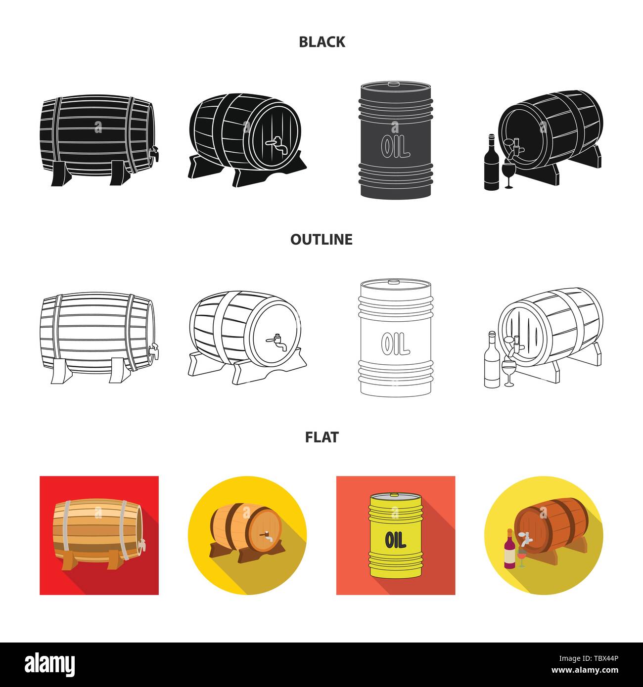 Vector design of barrel and beer logo. Collection of barrel and keg ...