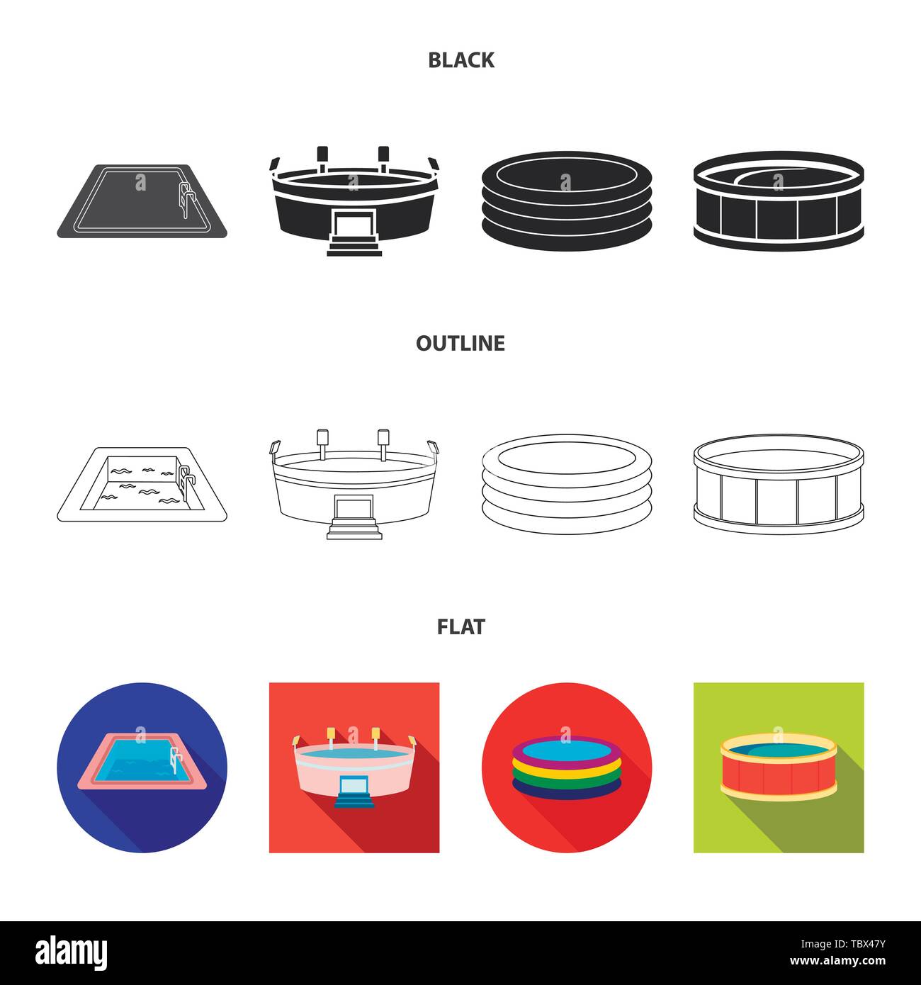 Vector illustration of pool and clipart icon. Collection of pool and ...