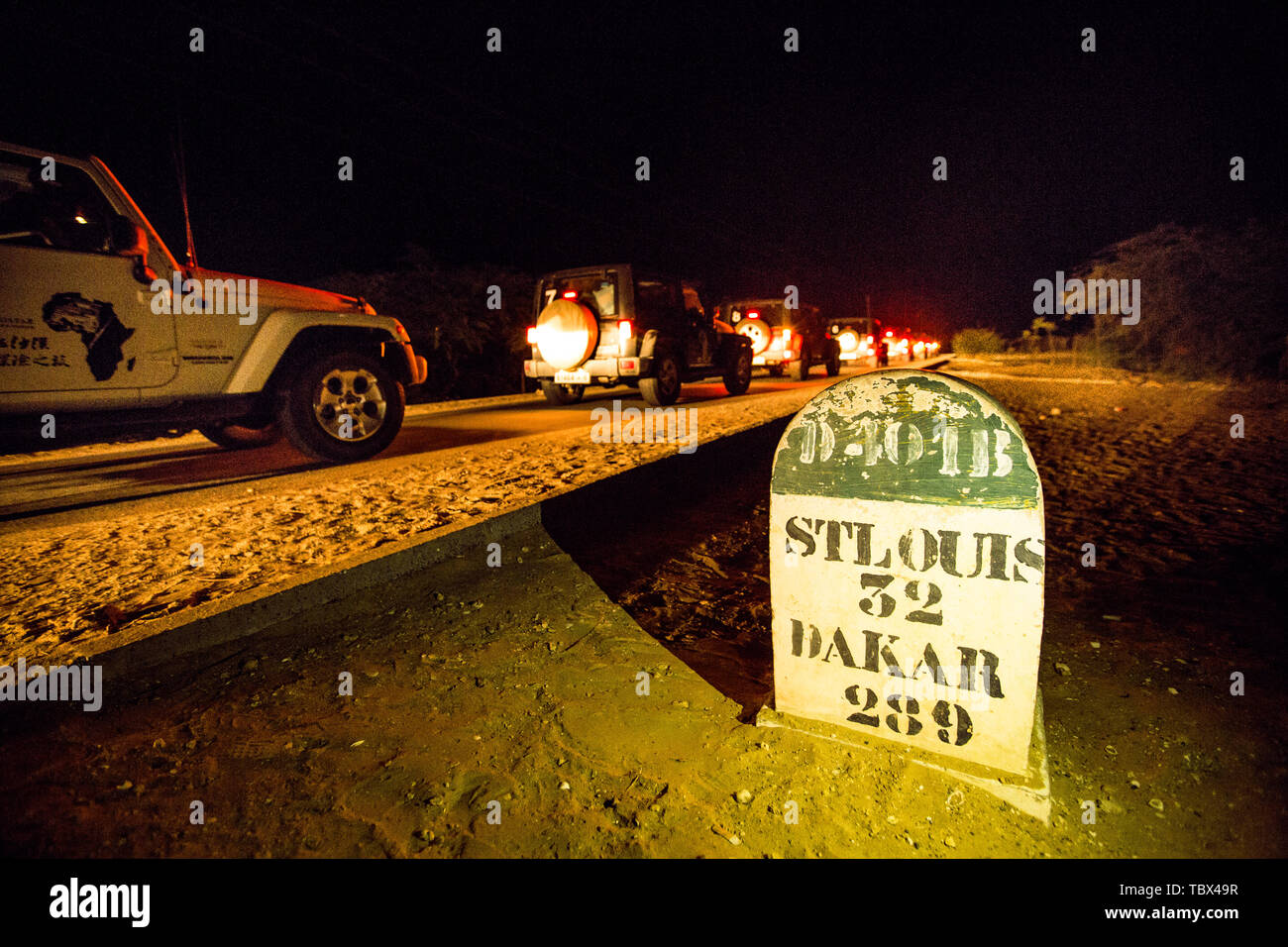 Africa, Senegal, border, border checkpoint, Dakar, surface, road sign ...