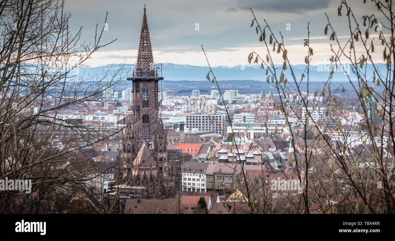 Freiburg im Breisgau, Germany - December 31, 2017 aerial view of the ...