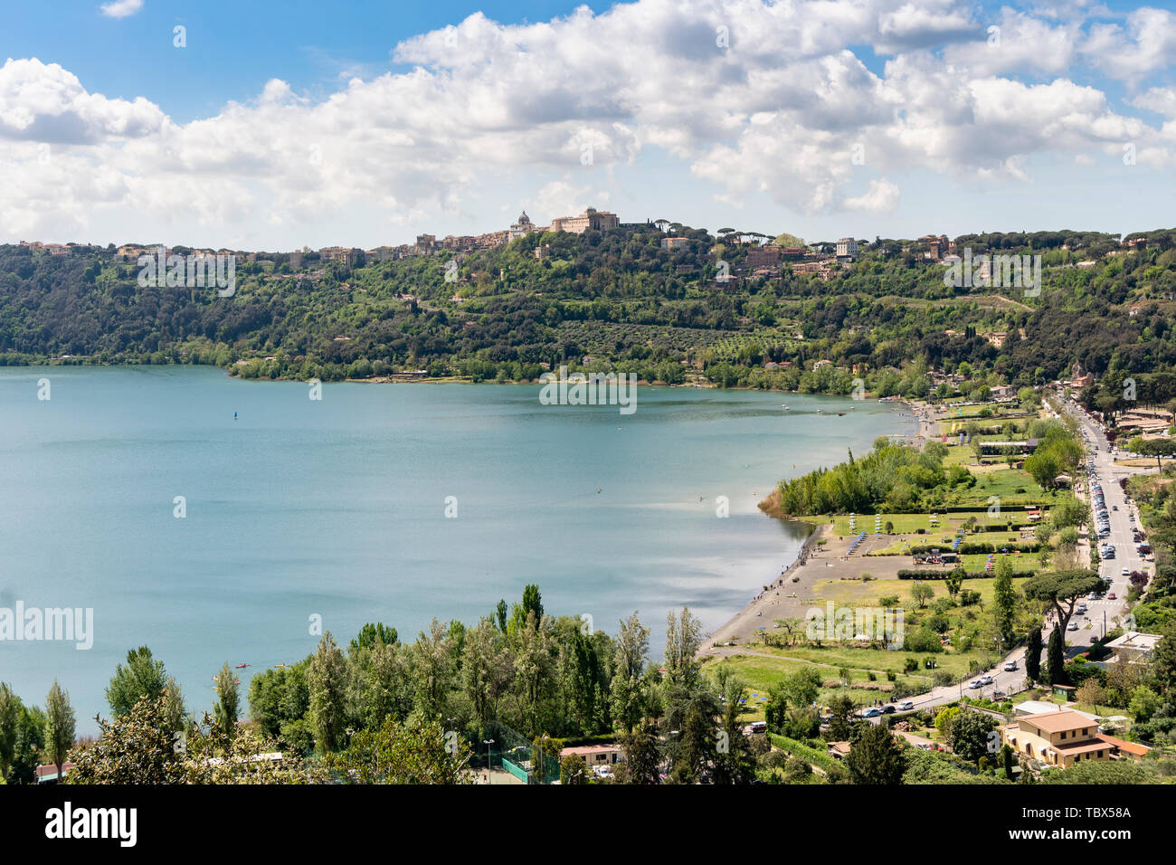 Castel Gandolfo town located by Albano lake, summer residency of the ...