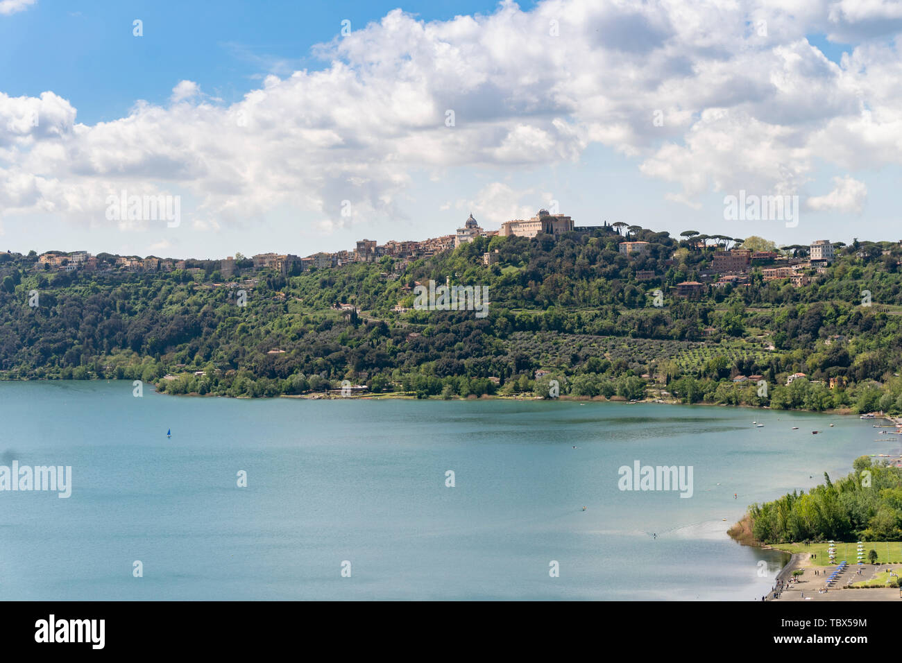 Castel Gandolfo town located by Albano lake, summer residency of the ...