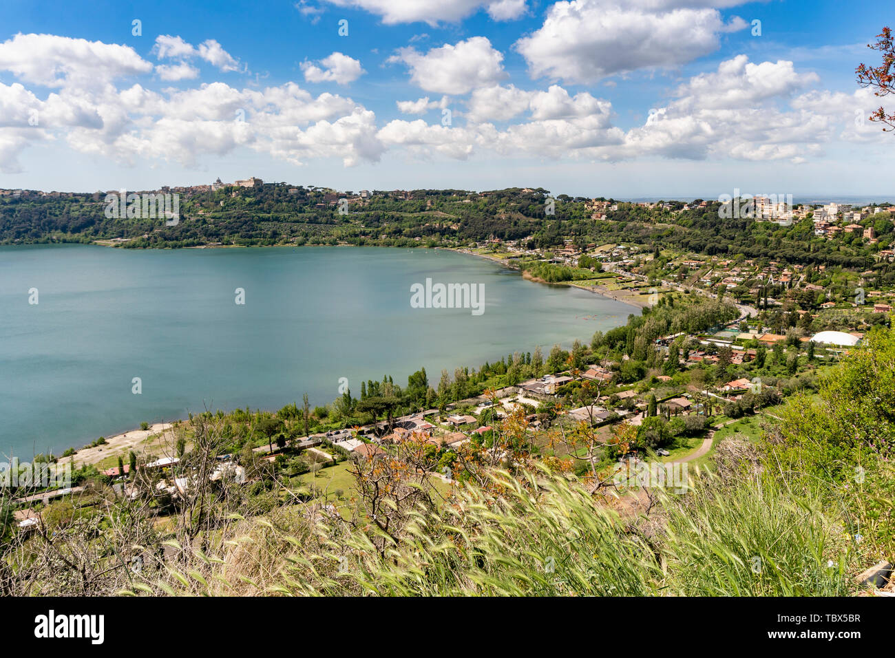 Castel Gandolfo town located by Albano lake, summer residency of pope ...