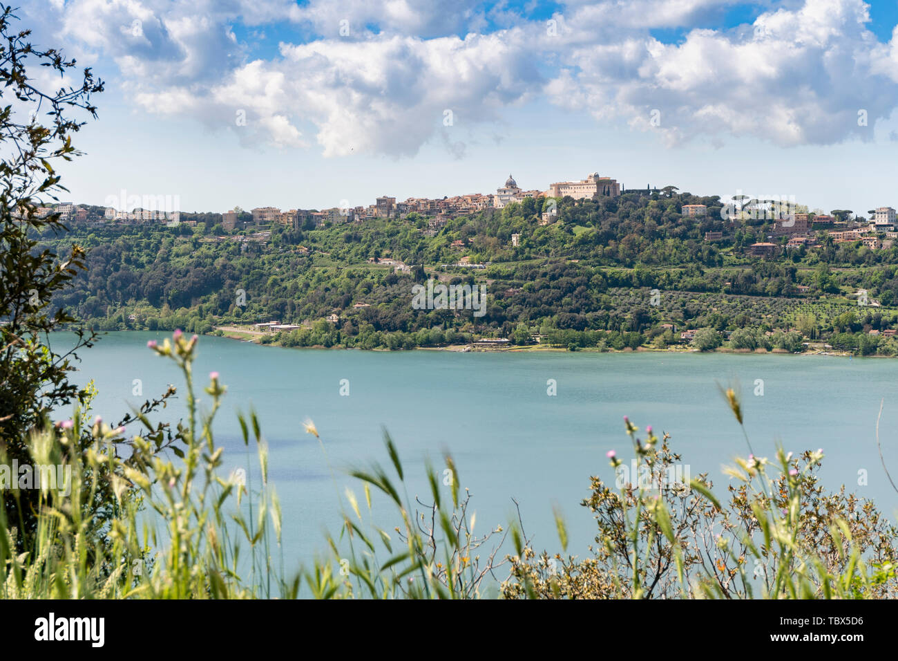 Castel Gandolfo town located by Albano lake, summer residency of pope ...