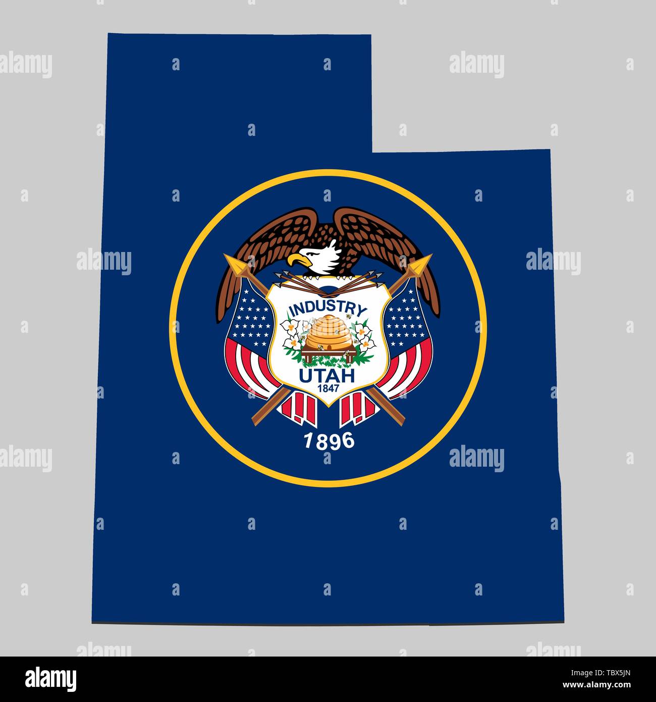 Map of Utah is a state USA with flag. Vector Illustration Stock Vector ...