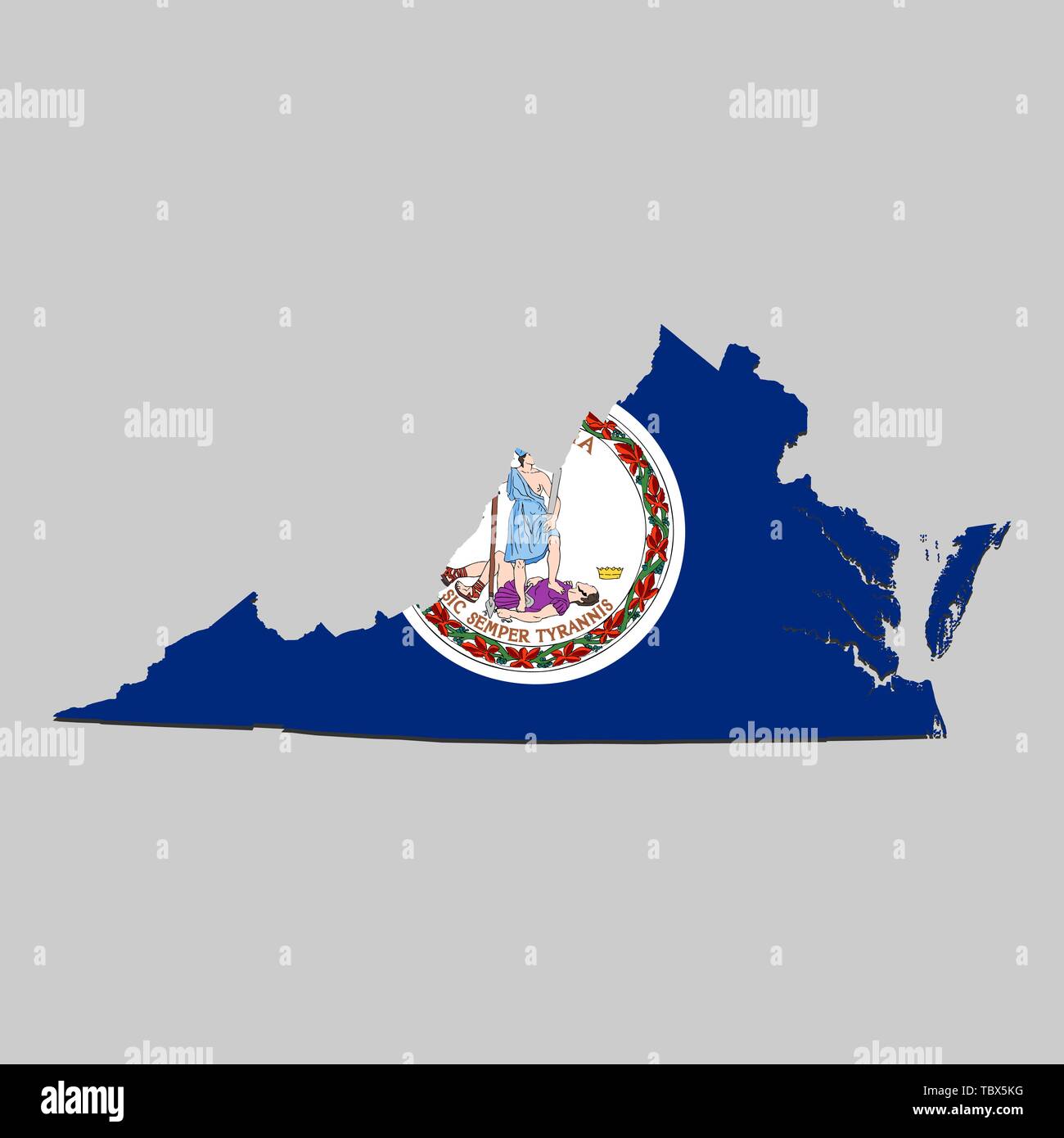 Map of Virginia is a state USA with flag. Vector Illustration Stock ...